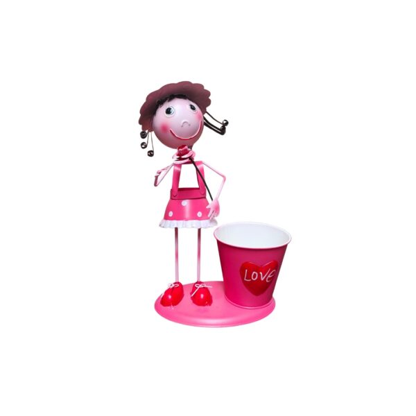 Metal Girl Love Pot Figurine - Pink - Windmill Kids Furniture
